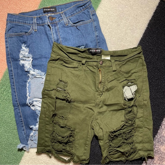 Fashion Nova | Shorts | L Fashion Nova Distressed Bermuda Denim Shorts ...